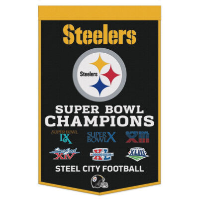 Pittsburgh Steelers Banner Wool 24x38 Dynasty Champ Design | eBay