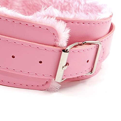 Pink Choker Necklace for Women Leather Collar Fluffy Punk Leash Neck ...