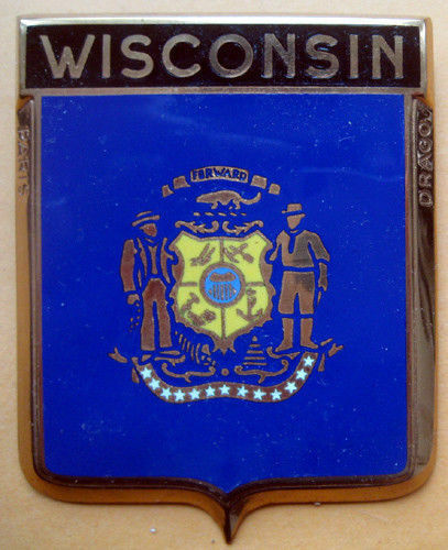 Badge auto car drago 1950s original Wisconsin USA American State | eBay