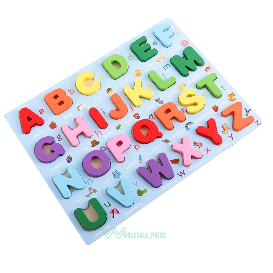 New -- Baby Kids Learning Toys Wooden Alphabet Number Puzzle ABC ...