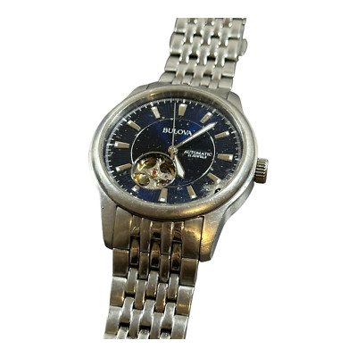 Bulova Men's Classic Automatic Blue Dial Stainless Steel Watch - 96A189 ...