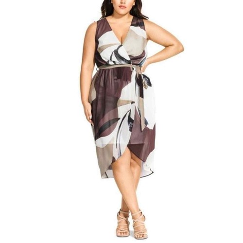 City Chic Mirage midi flowy gauzy Wrap Dress plus size 14 new!!! | eBay