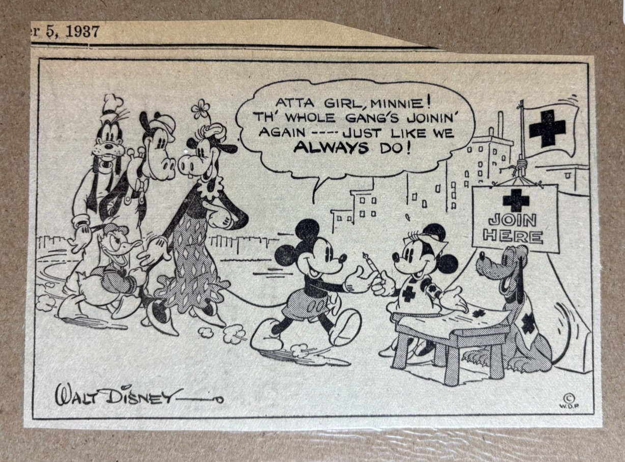 1937 MICKEY & MINNIE MOUSE CARTOON 6x4.5" Print Ad VG+ 4.5 Red Cross | eBay