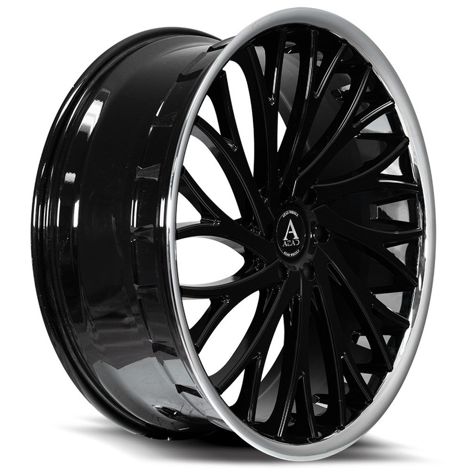 22x9.5"Azad Wheels AZV01 Gloss Black with SS Lip Rims (Regular Caps) | eBay