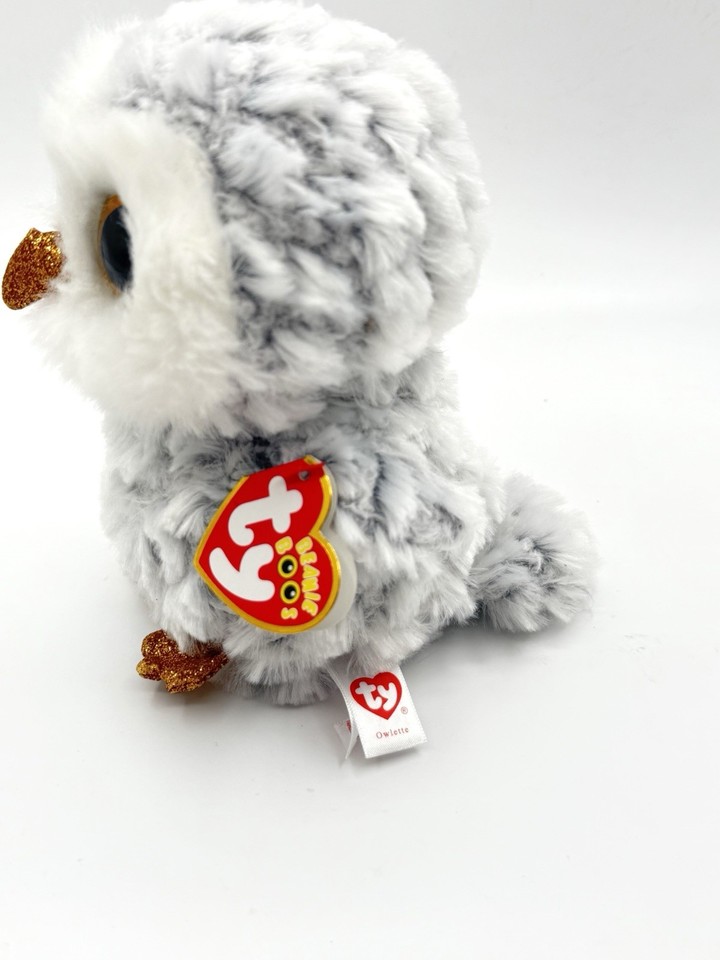 Ty Beanie Boos Owlette the Grey OWL Plushie 6” Gray NWT Bird Stuffed ...