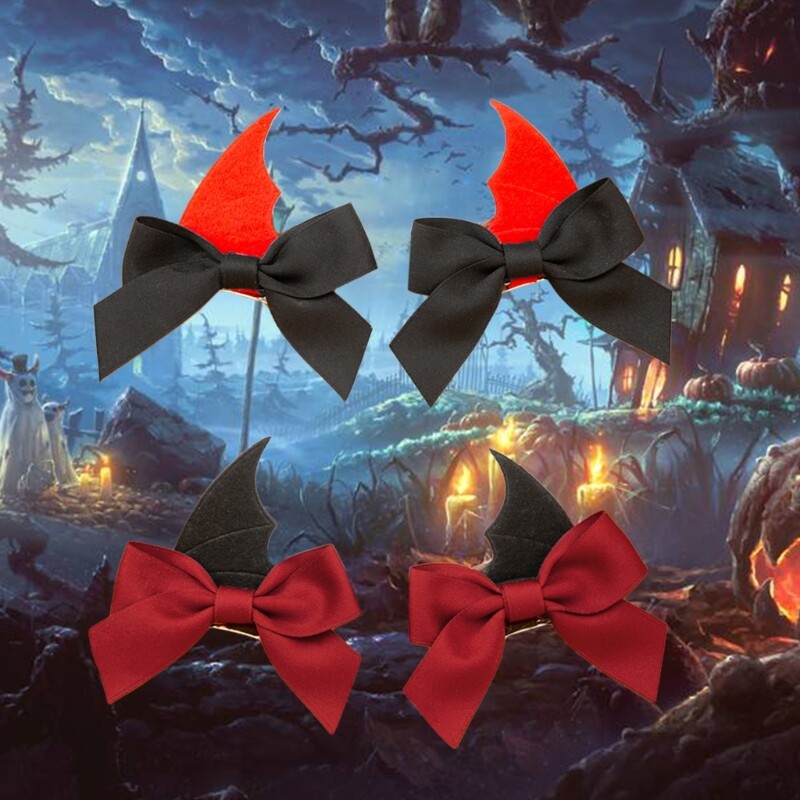 Goth Bat Wing Bowknot Hairpin Punk Hair Clip Halloween Hairpin for Girl ...