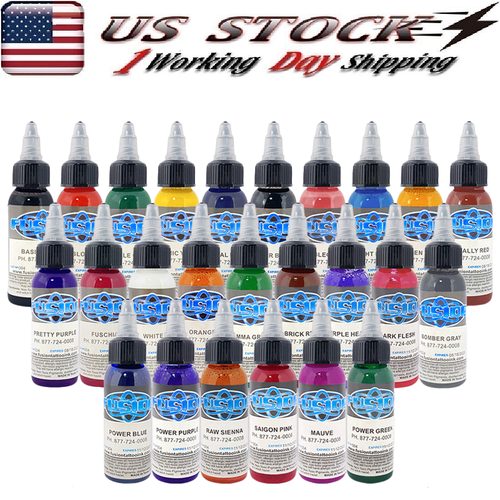 25 Color Fusion Tattoo Ink Set 1oz 30ml Bottles Genuine Inks Permanent ...