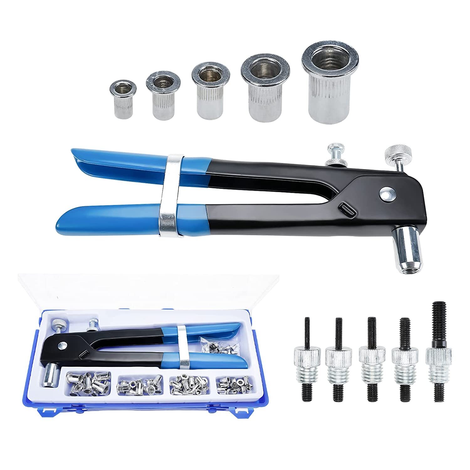 107x Riveter Nut Nutsert Tool Rivnut Gun Wrench Nuts Riveting Kit ...