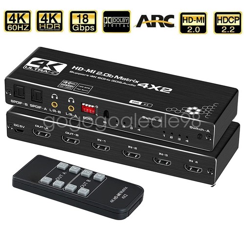 4x2 HDMI Matrix Switch 4in2 Out Matrix HDMI Video Switcher Splitter ...