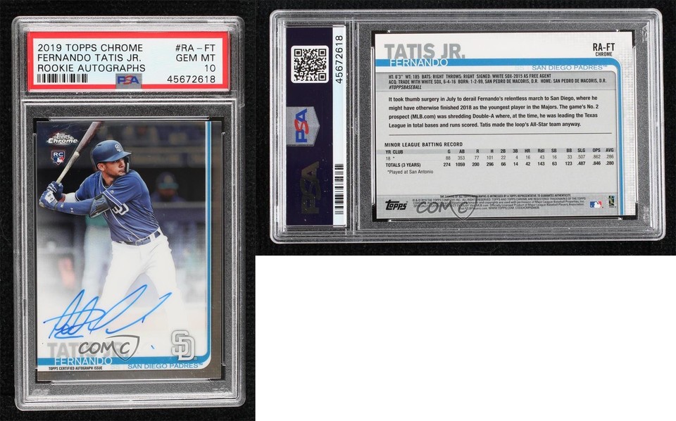 2019 Topps Chrome Rookie Fernando Tatis Jr #RA-FT PSA 10 GEM MT Auto RC ...