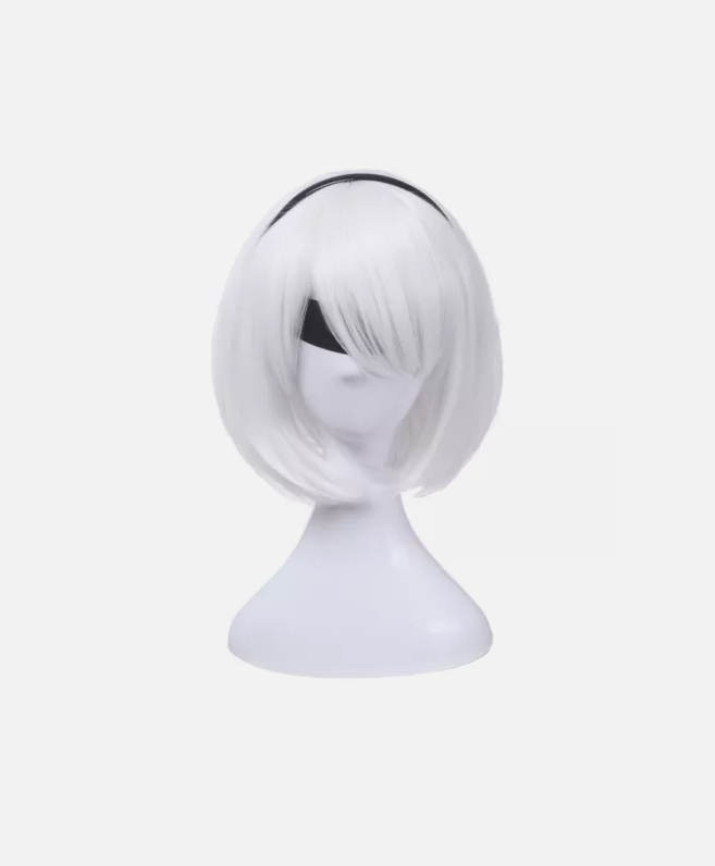 NieR Automata 2B YoRHa No. 2 Short Straight White Cosplay Wig | eBay