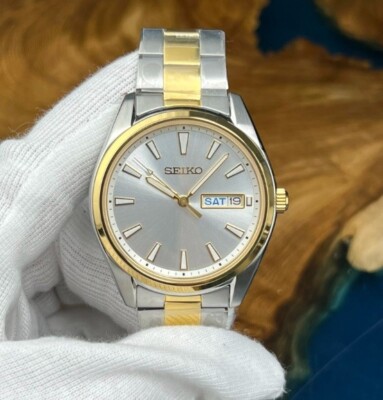 Seiko SUR446P1 Two-Tone Gold Stainless Steel Analog Quartz Men's Casual ...