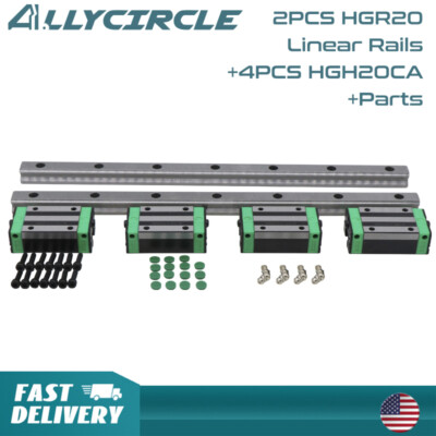 2PCS HGR20 Linear Guide Rail+4PCS HGH20CA Slide Block 200-2000mm CNC ...