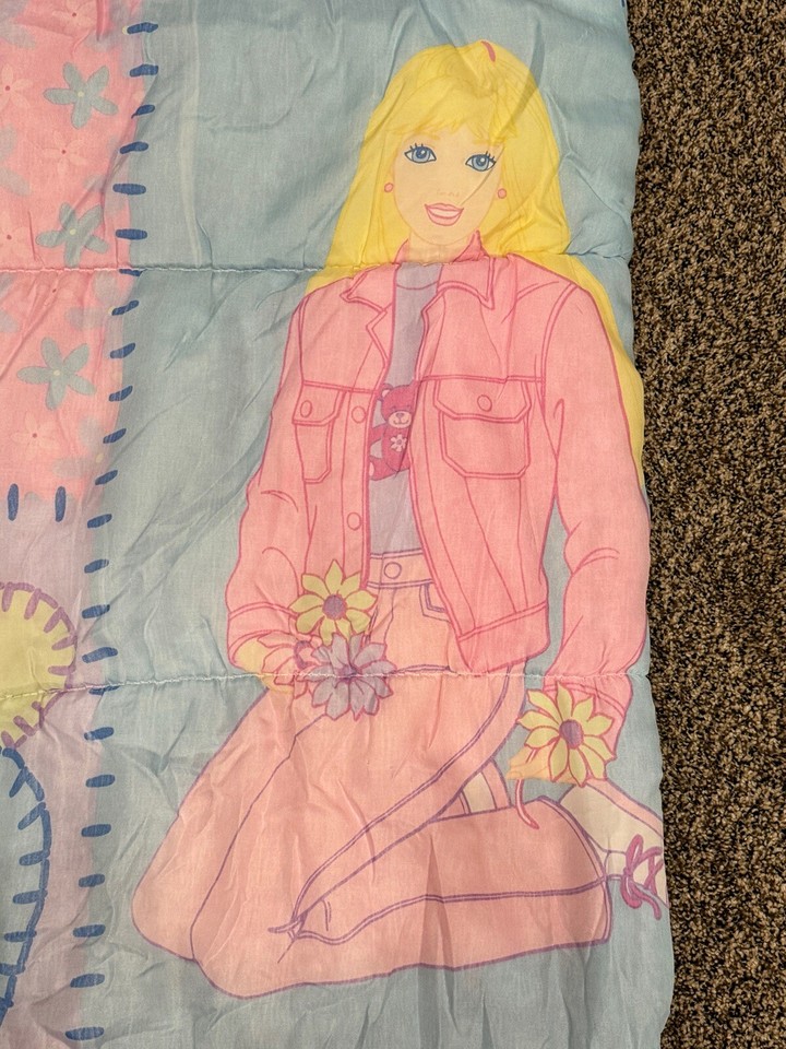 Vintage 1999 Mattel Barbie Sleeping Bag 30" x 57" Child Sleepover ...