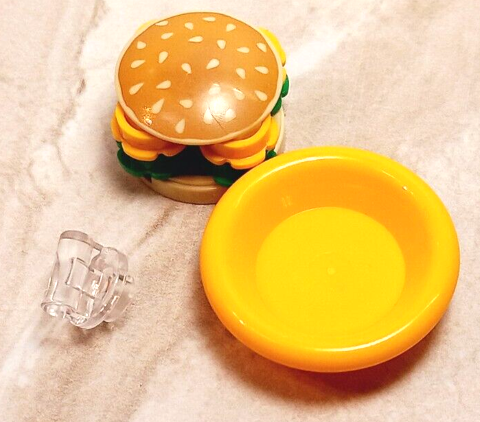 New LEGO Hamburger VEGGIE Vegan Printed BUN CAR HOP Sonic Burger PLATE ...
