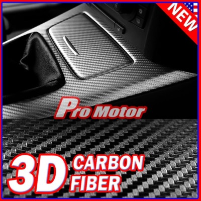 12" x 60" 3D Black Carbon Fiber Premium Sticker Vinyl Wrap Bubble Free ...