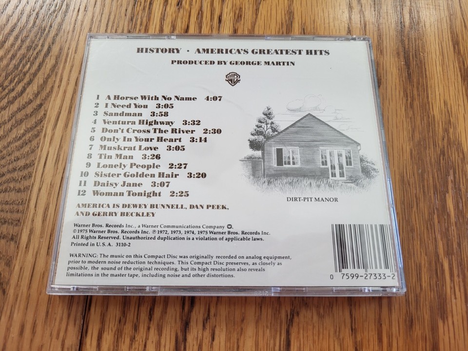 America - History: America's Greatest Hits (CD, 1987, Warner Bros ...