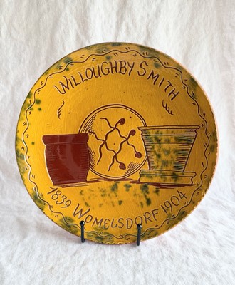 Breininger Robesonia Redware pottery shallow bowl folk art Willoughby ...