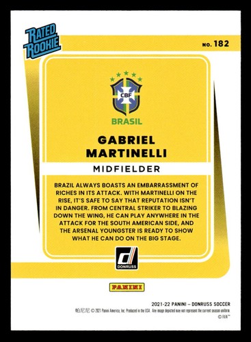 2021-22 Donruss #182 Gabriel Martinelli Rated Rookie Brazil | eBay
