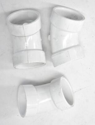 Lot of 3 Nibco PVC Street Elbows 45° 1-1/2" 2 Spigot White Schedule 40 ...