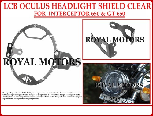 LCB OCULUS HEADLIGHT SHIELD CLEAR FIT FOR ROYAL ENFIELD INTERCEPTOR 650 ...