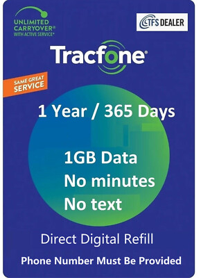 TracFone Service 1 Year/365 Days + 1 GB,Digital Refill,All Phones🔥🔥🔥 ...