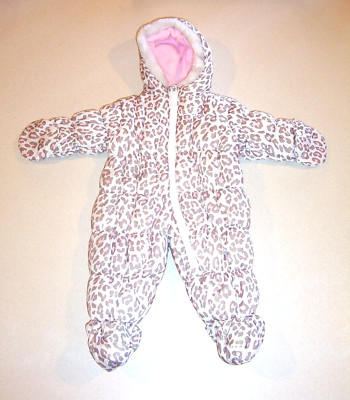 Infant Girl's Carter's White with Leopard Print Lined Footed Snowsuit 3 ...