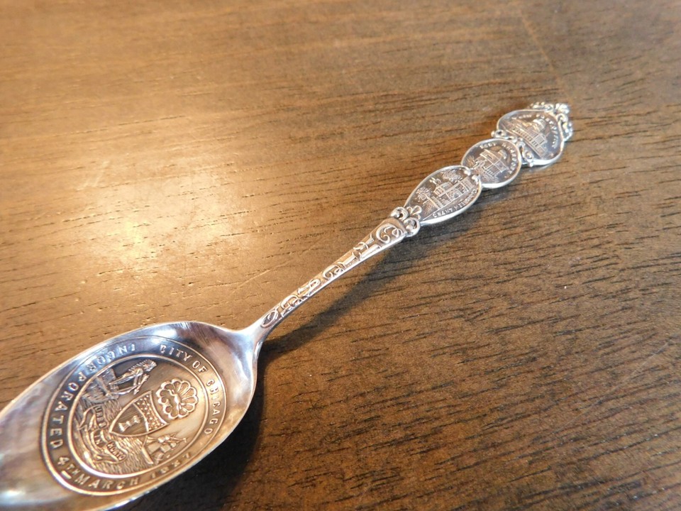 Vintage Sterling Silver Chicago Souvenir Spoon Lebolt Alvin Co ...