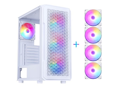 DIYPC S3-TG-LED White USB3.0 Steel/ Tempered Glass ATX Mid Tower Gaming ...