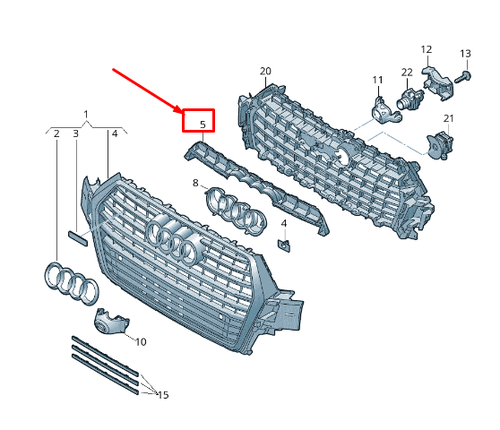 AUDI Q7 4M Front Bumper Radiator Grille Upper Cover 4M0853037B NEW ...