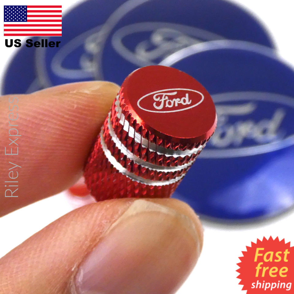 Blue FORD Wheel Center Cap Sticker Decals 2.55" & Red FORD Tire Valve ...