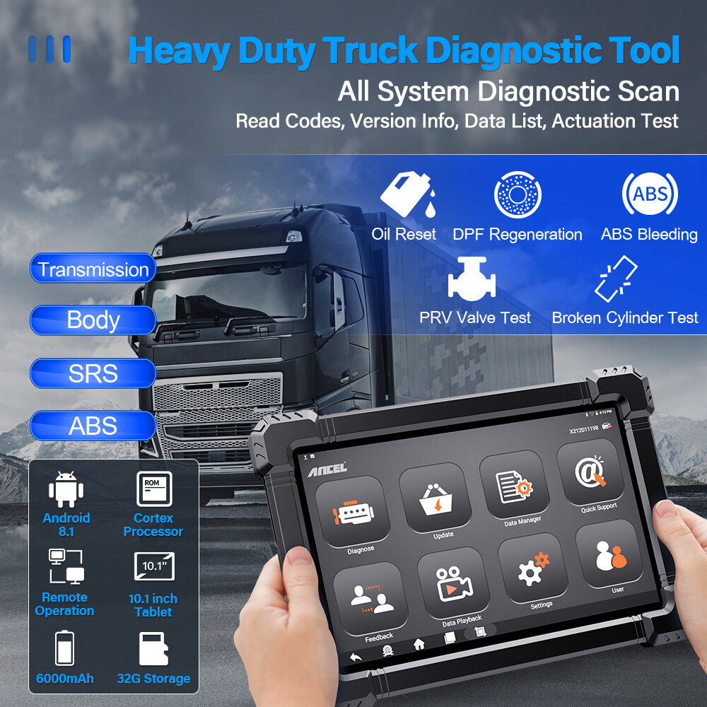 24V 12V Diesel Heavy Duty Truck Scanner All System Diagnostic Coding ...