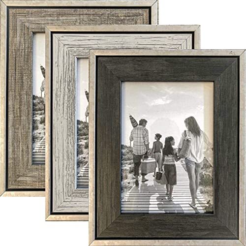 8x10 Rustic Picture Frames - 3-Pack- Distressed Farmhouse Industrial ...