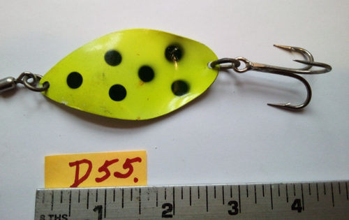 #D55) Vintage Luhr-Jensen 4 Manistee Spoon Fishing Lure. Yellow & Black ...