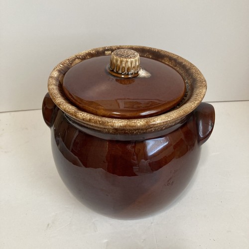 Vintage Hull Oven Proof Bean Pot Brown Drip Crock with Lid | eBay