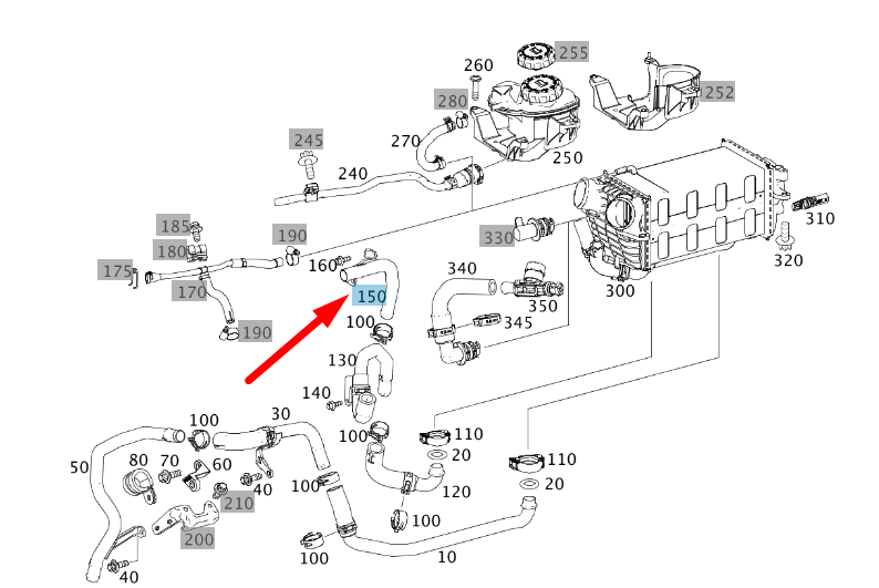 MERCEDES-BENZ ML W166 Charge Air Cooler Return Line A2782001552 GENUINE ...