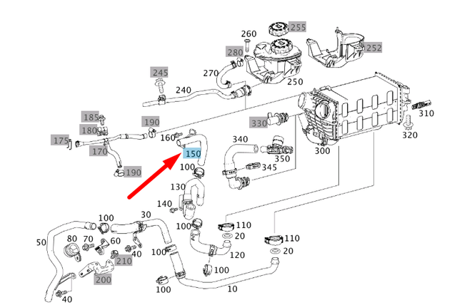 MERCEDES-BENZ ML W166 Charge Air Cooler Return Line A2782001552 GENUINE ...