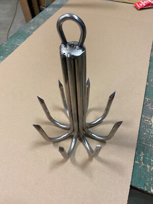 7 Inch 8 Prong Welded 3/8” Stainless Mussel Hook Bridge Gaff With Eye ...