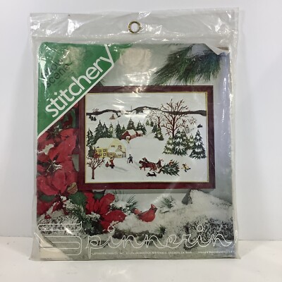 Spinnerin Vintage Snow Scene Needlepoint Kit Open Package 07606 Winter ...