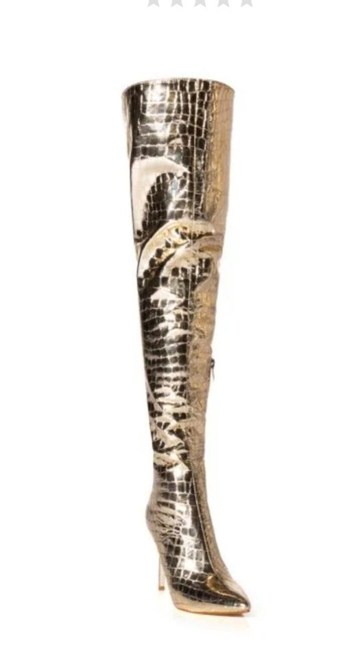 Gold thigh high boots sz 10 | eBay