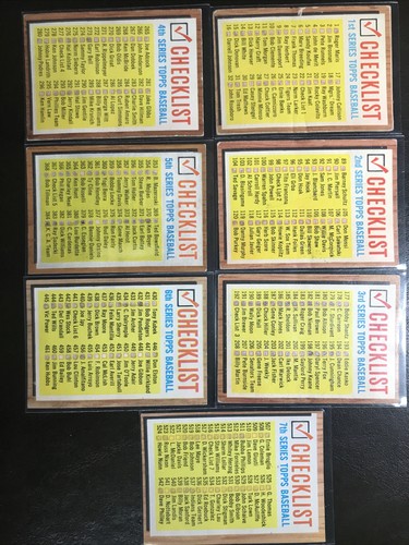 1962 Topps Vintage Baseball Card Lot (7) Checklists SEIES 1-7 RARE CL ...