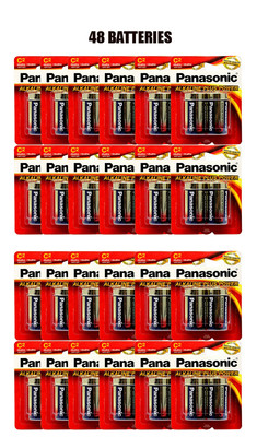 48x Panasonic C Battery Alkaline Plus Power C2 Size C Batteries 1.5V ...