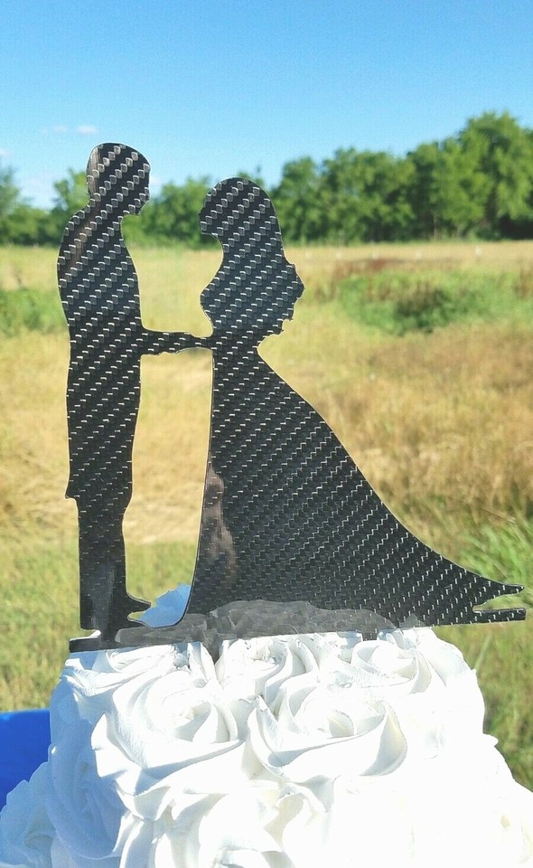 Bride and Groom Cake Topper, CNC'ed Wedding CARBON FIBER Cake Topper ...