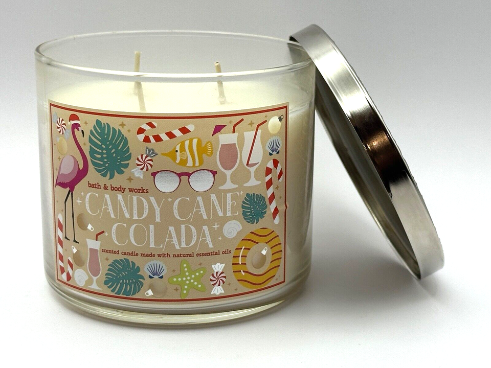 NEW 1 BATH & BODY WORKS CANDY CANE COLADA LARGE SCENTED 3-WICK 14.5 OZ ...
