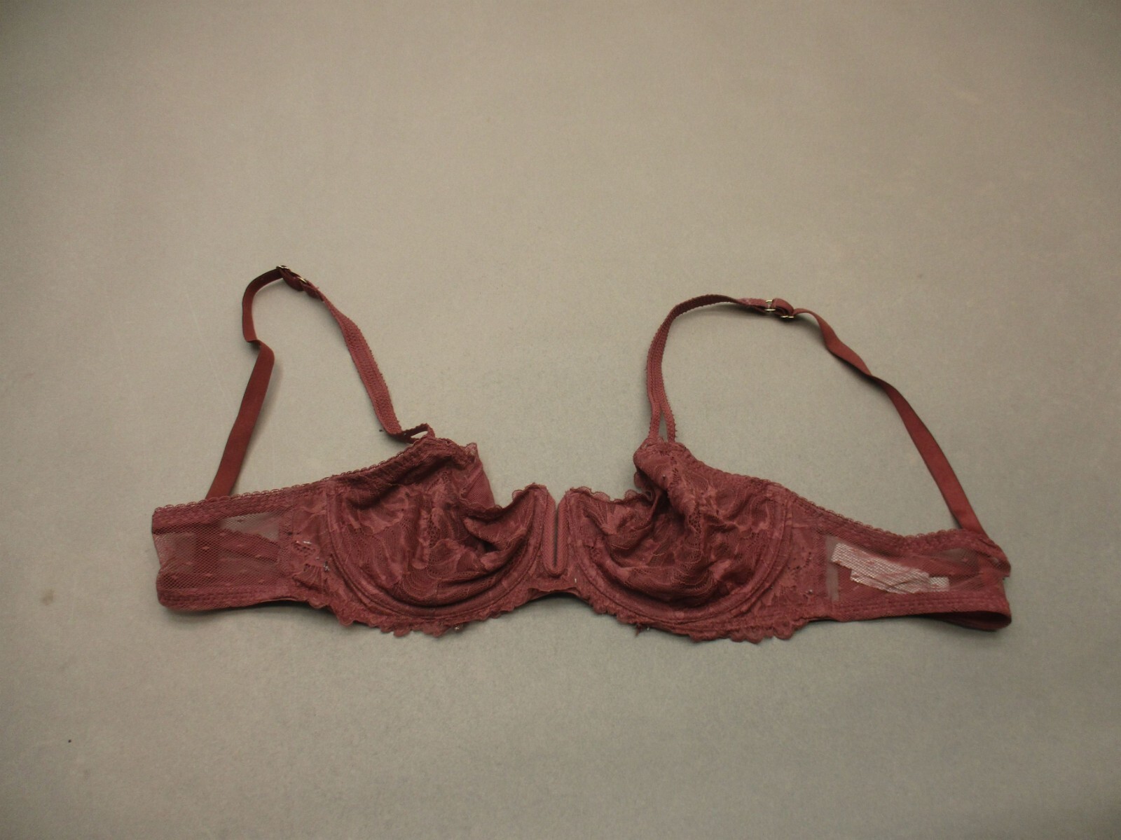 36B AUDEN Womens Red Lace Unlined Underwire Back Closure Balconette Bra ...