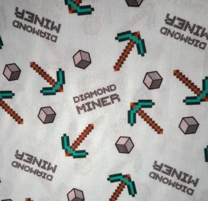 Minecraft Diamond Miner Sewing Fabric Crafting Length Piece 13" X 9" | eBay