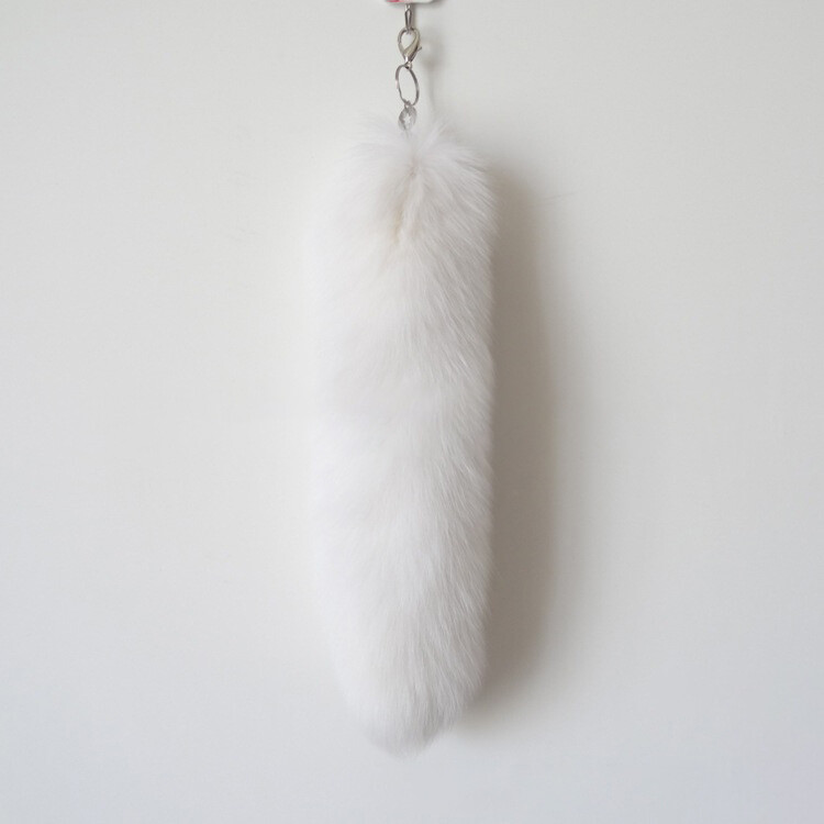 2pcs Snow Fox HIDE Tail Fur Key Chain Ring Fur Pendant Key Ring Bag ...