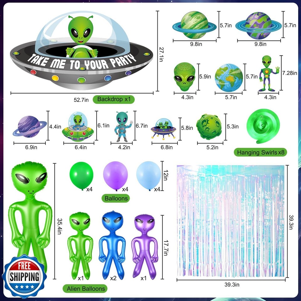 Halloween Aliens Trunk or Treat Car Decorations Kit, UFO Aliens Car ...