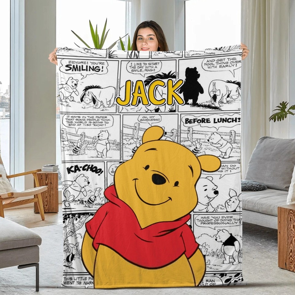 Custom Winnie The Pooh, Disney Cartoon Blanket, Winnie Pooh Fleece ...