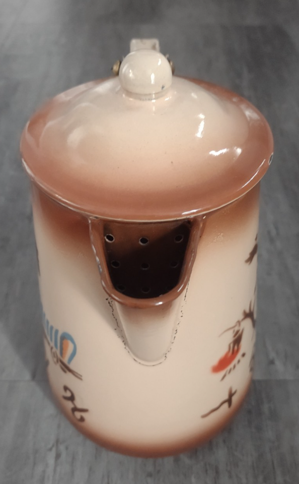 Vintage Nasco Western Enamelware Cowboy Bronco Wagon Coffee Pot | eBay
